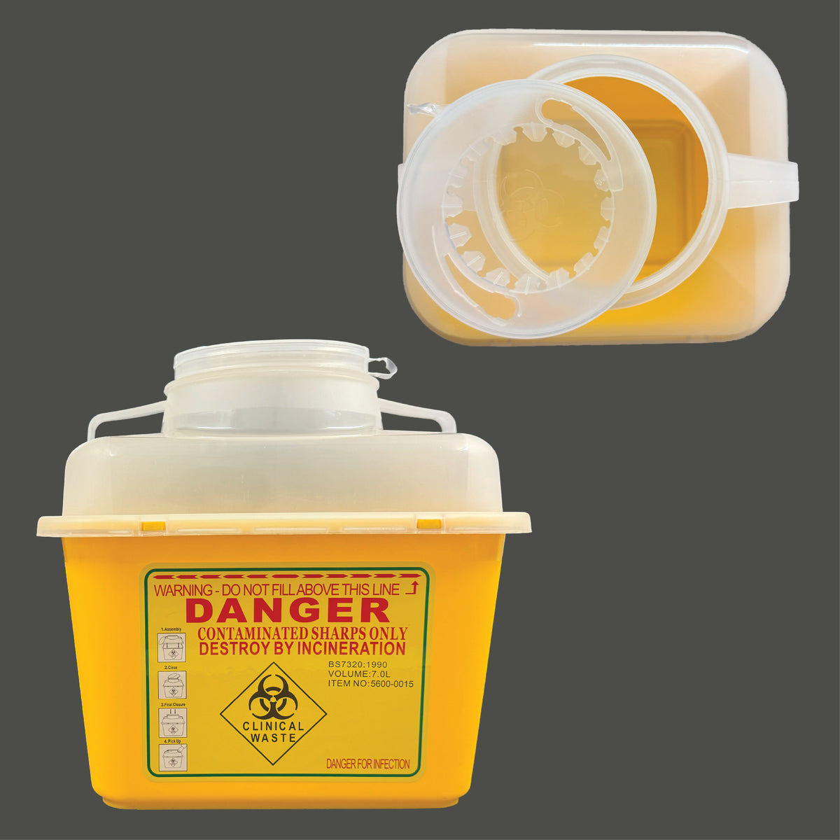 5600-0015, 7L Sharp box, PP, Yellow L250XW200XH230mm – MT Shop